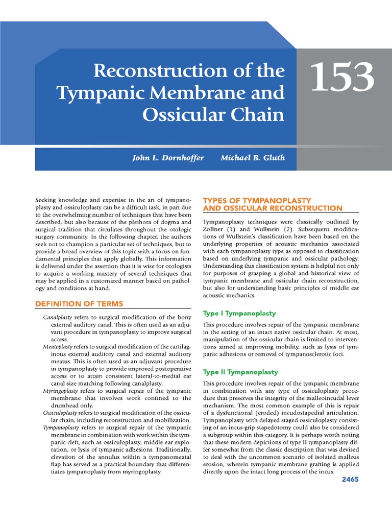 153 Reconstruction of The Tympanic Membrane and Ossicular Chain-Compressed | PDF