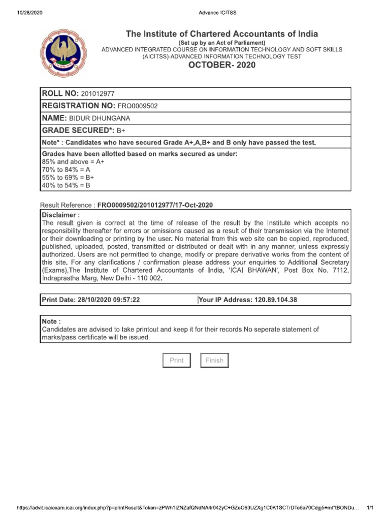 Advance Itt Marksheet | PDF