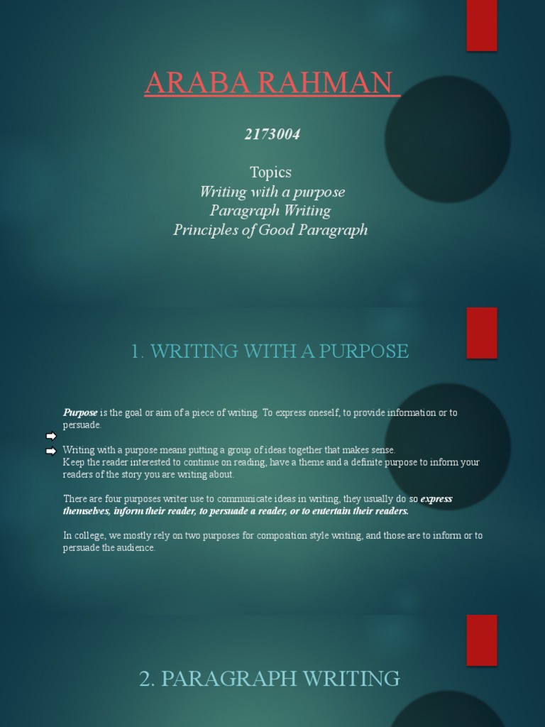 Writing With A Purpose | PDF | Paragraph | Essays