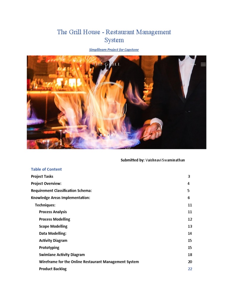 Project New Restuarant Management System The Grill House Sruthi | PDF ...