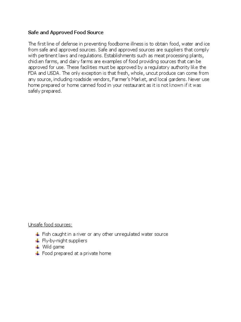 Food From Safe Sources | PDF | Home & Garden | Wellness