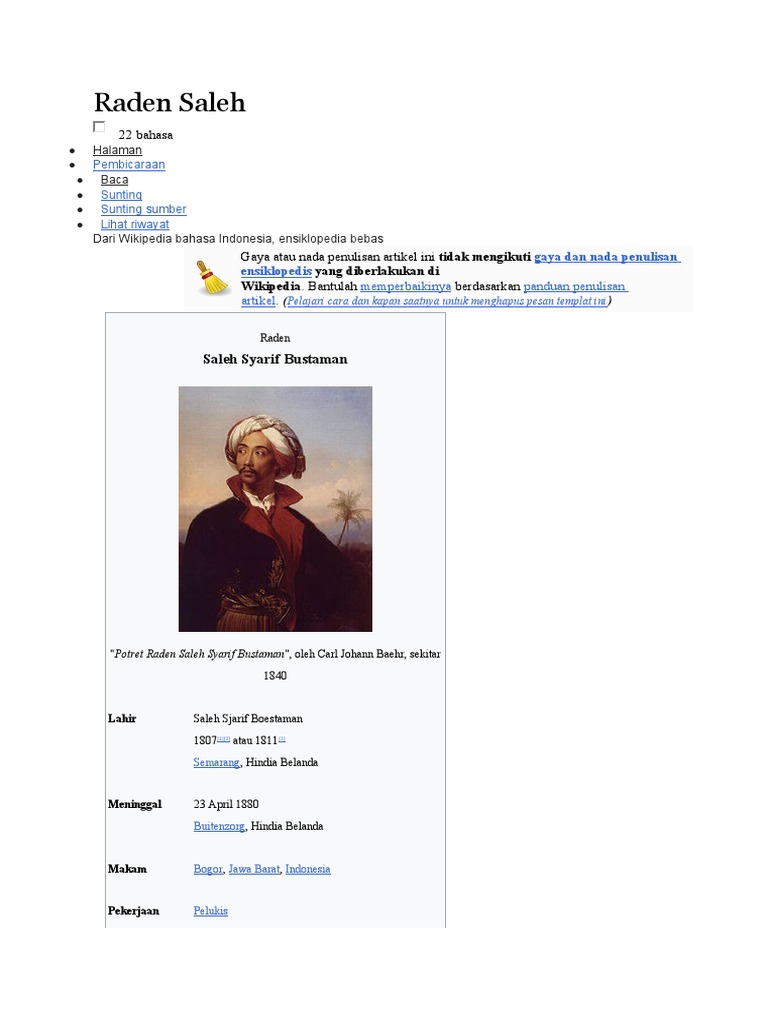 Biografi Raden Saleh Syarif Bustaman | PDF