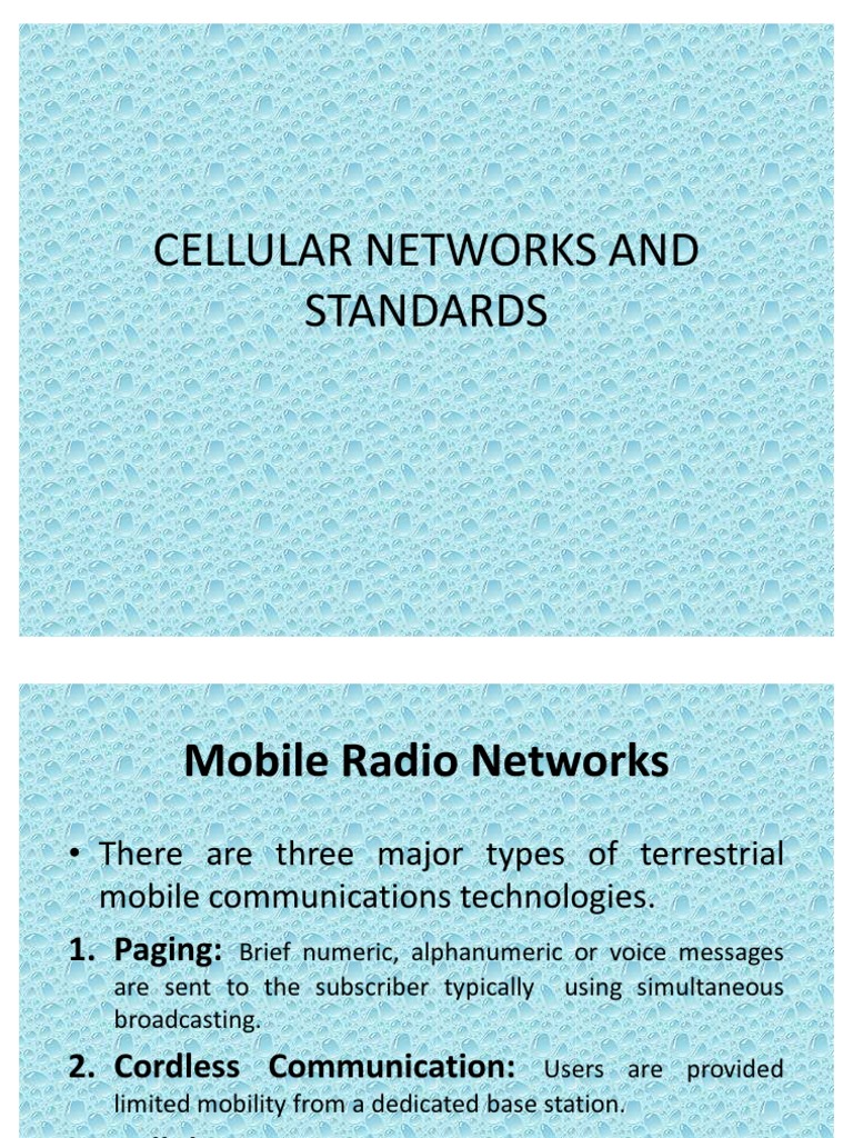 Cellular Networks and Standards | PDF | Channel Access Method ...