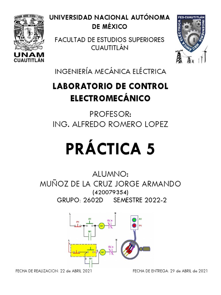Lab. Control Electromecanico Practica 5 | PDF | Electromagnetismo | Cableado eléctrico