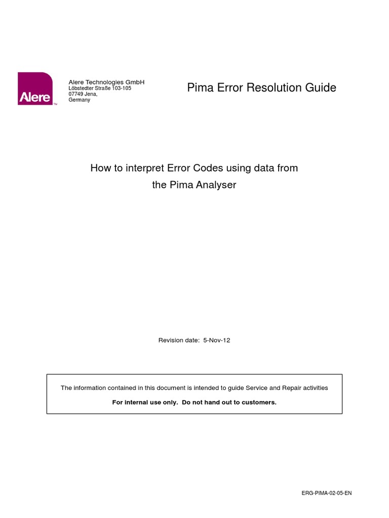 ERG-PIMA-02-05-En How To Interpret Error Codes Using Data From The Pima Analyser | PDF | Optics ...