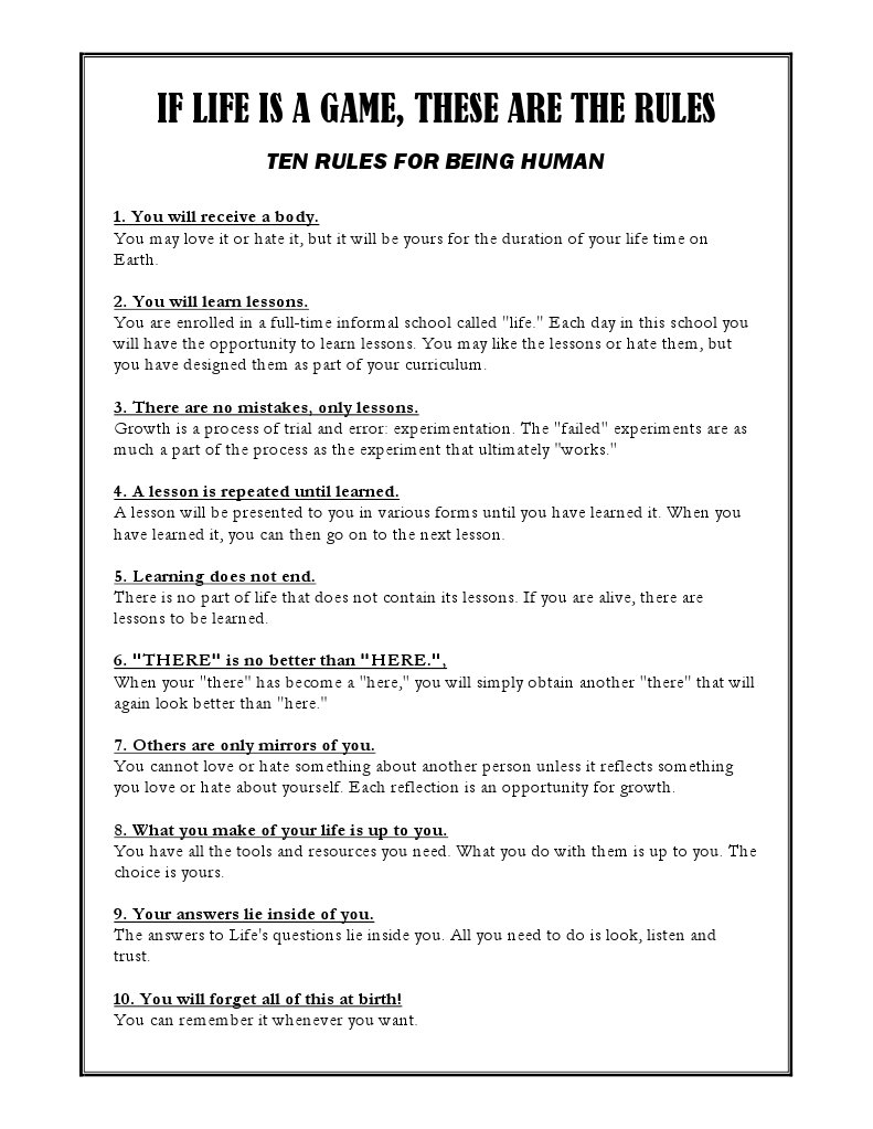 Life's Rules for Personal Growth | PDF