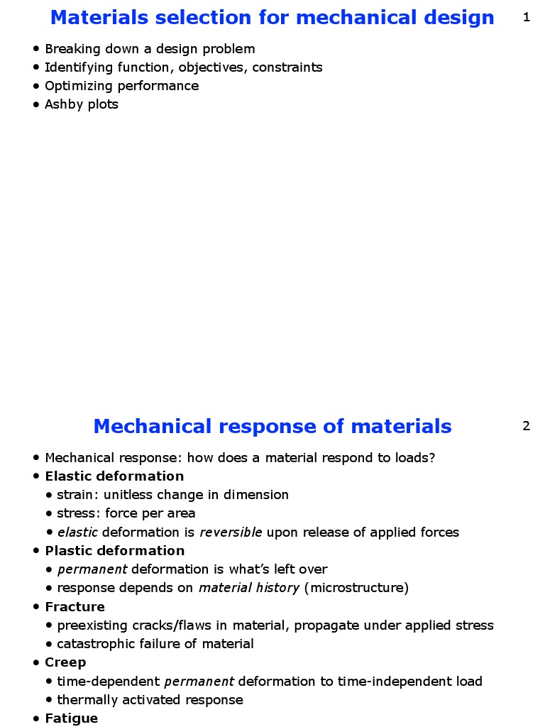 Materials selection guide for mechanical design performance | PDF ...