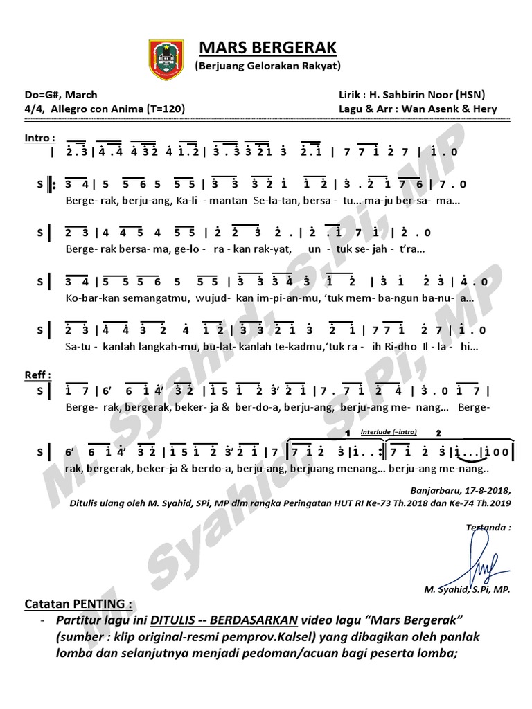 PARTITUR Mars Bergerak | PDF
