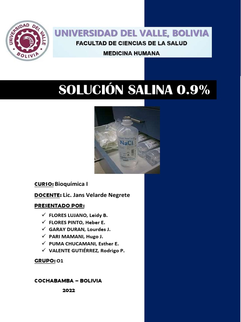 Solución Salina 0,9% | PDF | Sodio | Solución salina (medicina)