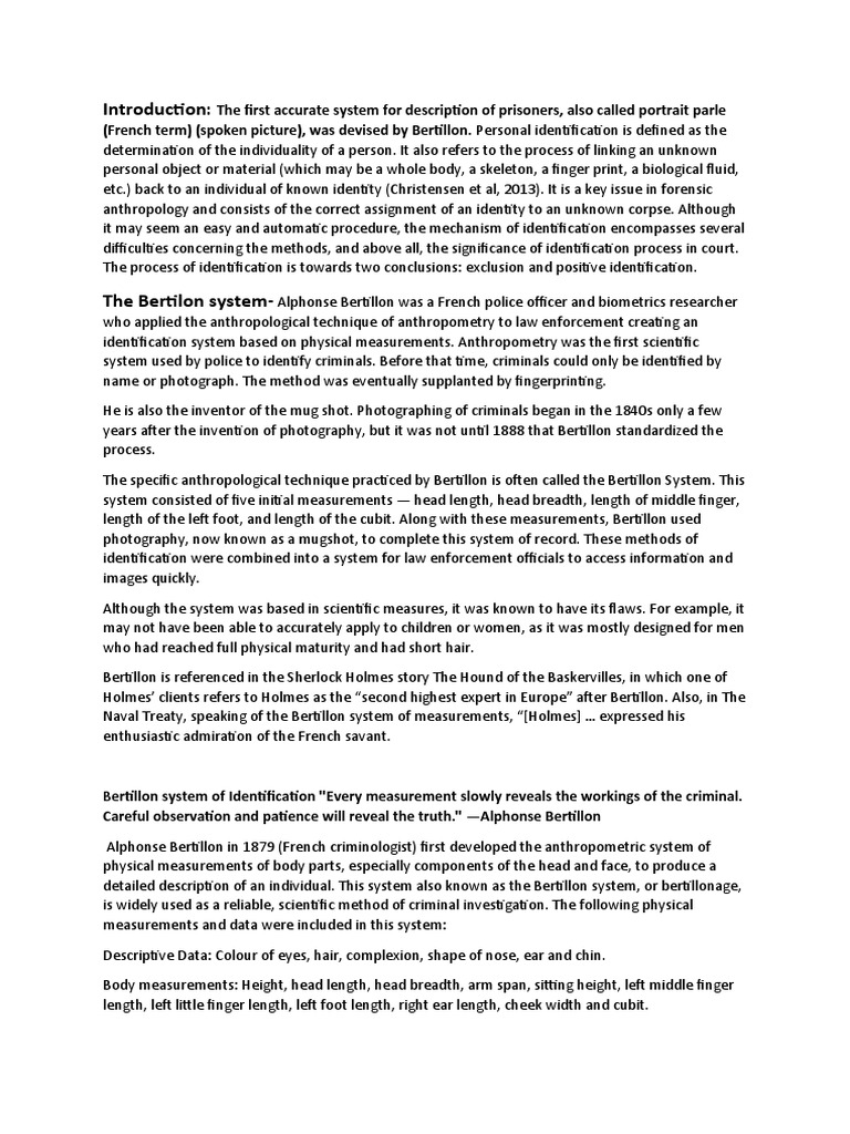 Portrait Parley - Bertilons System | PDF