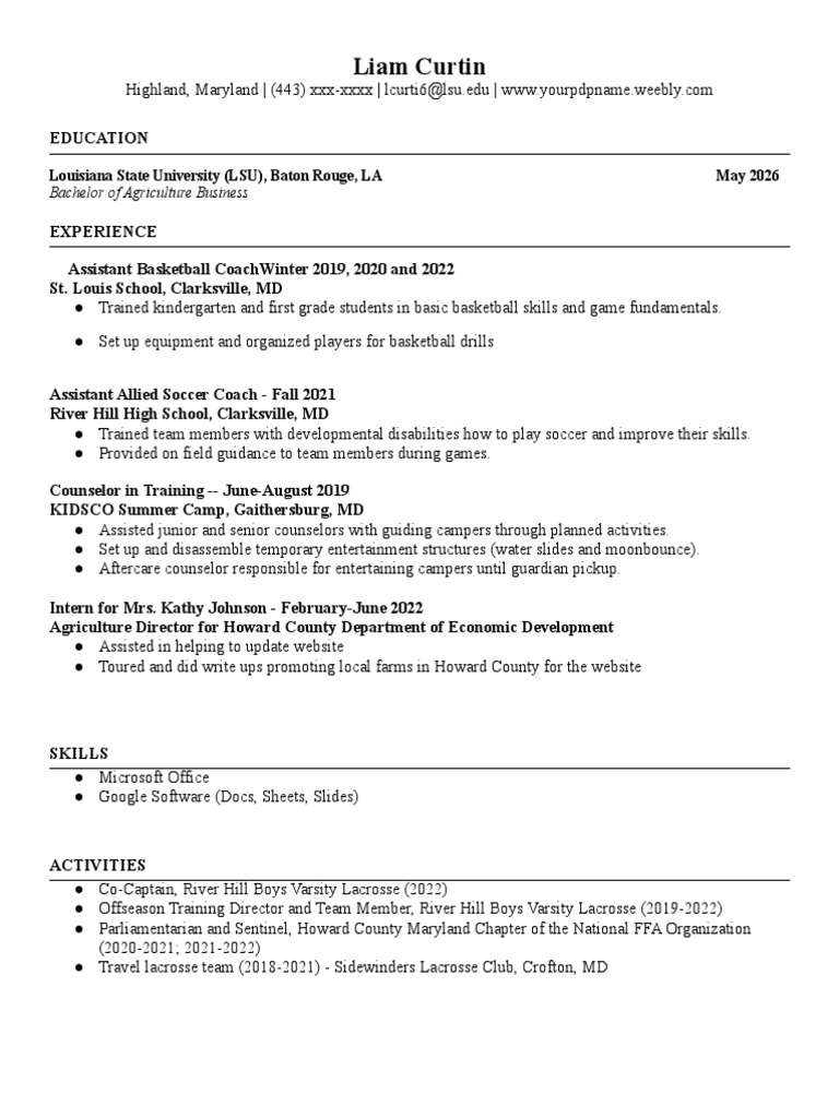 Resume For Ag 1001 | PDF