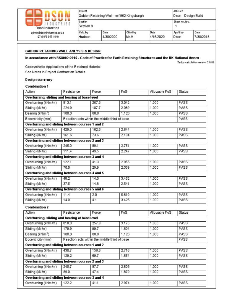 Six Gabion Wall Design | PDF | Physical Quantities | Mechanics