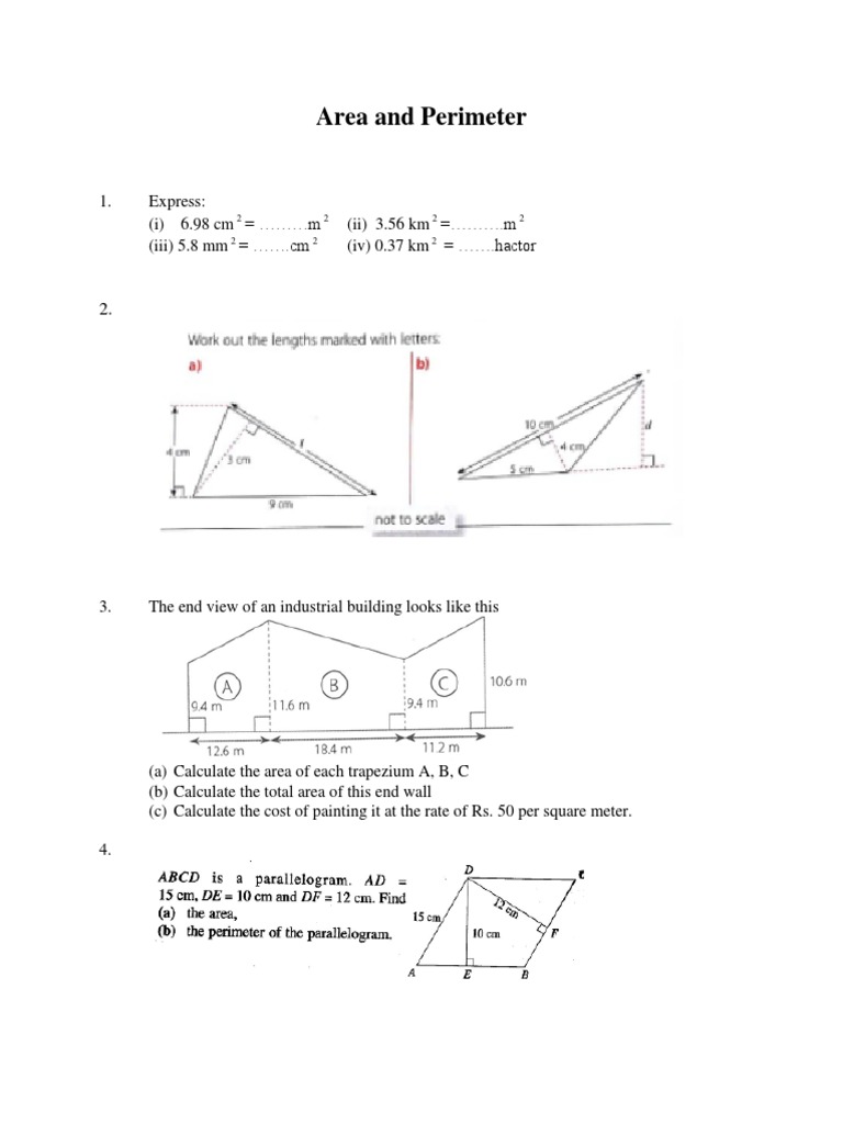 Area Perimeter 2 Pdf Area Length