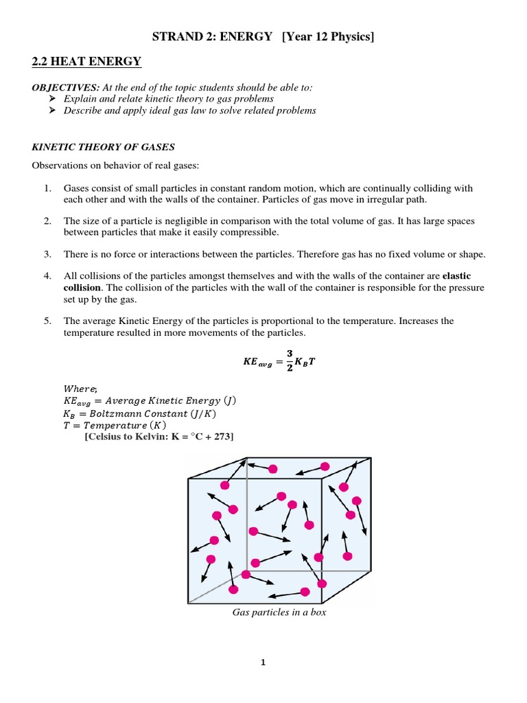 Year 12 Physics: Heat Energy & Gas Laws | PDF | Gases | Temperature
