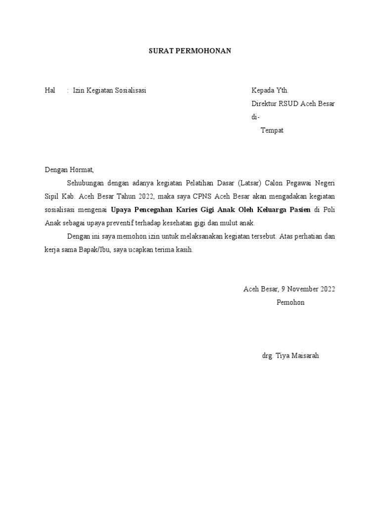 Surat Permohonan Sosialisasi | PDF