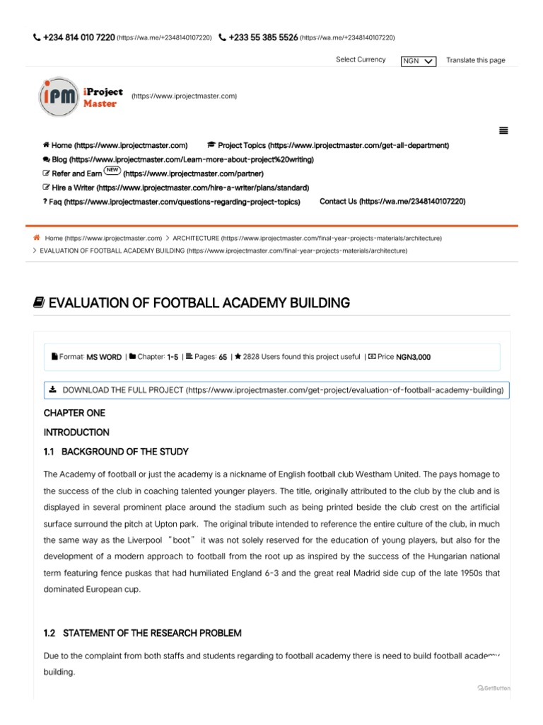 Football Academy Building | PDF | Science | Engineering