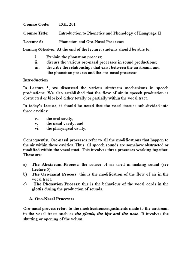 Lecture 6 EGL 201 | PDF | Human Voice | Human Communication Lecture 6 EGL 201 | PDF | Human Voice | Human Communication