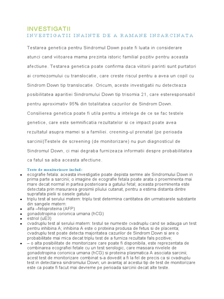 Investigatii Inainte de A Ramane Insarcinata | PDF