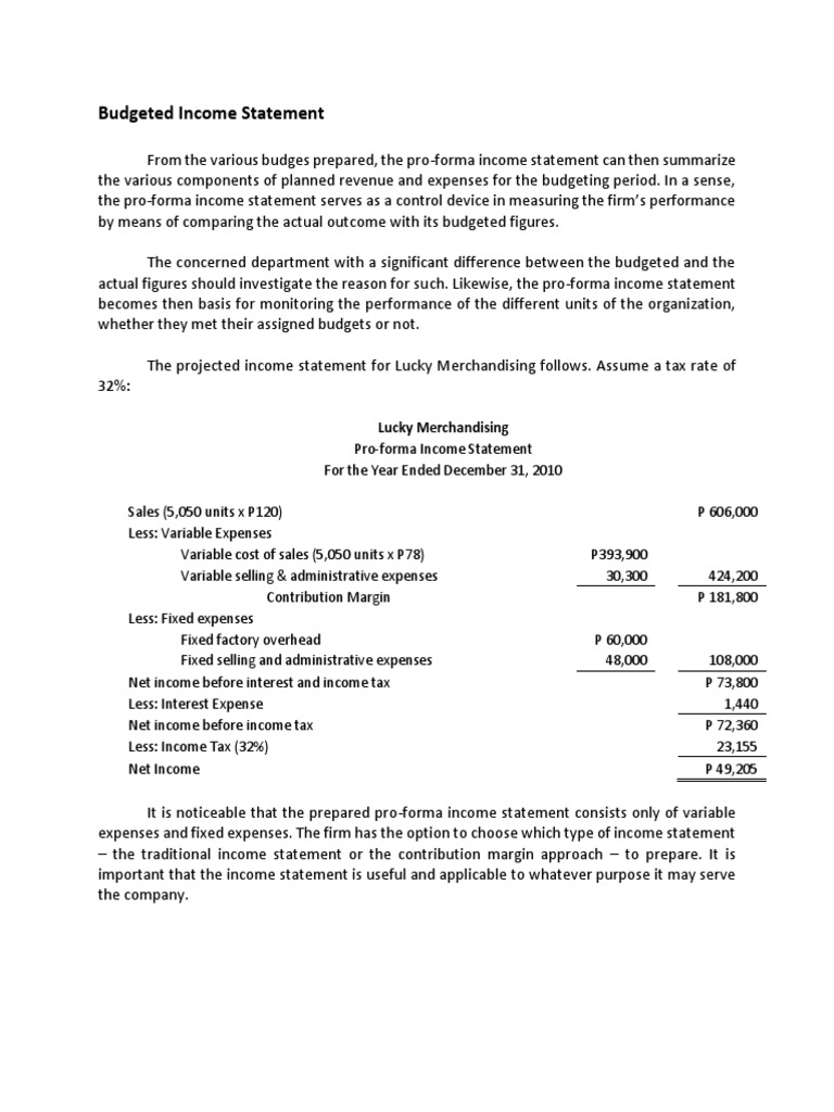 Budgeted Income Statement and Balance Sheet | PDF | Balance Sheet ...