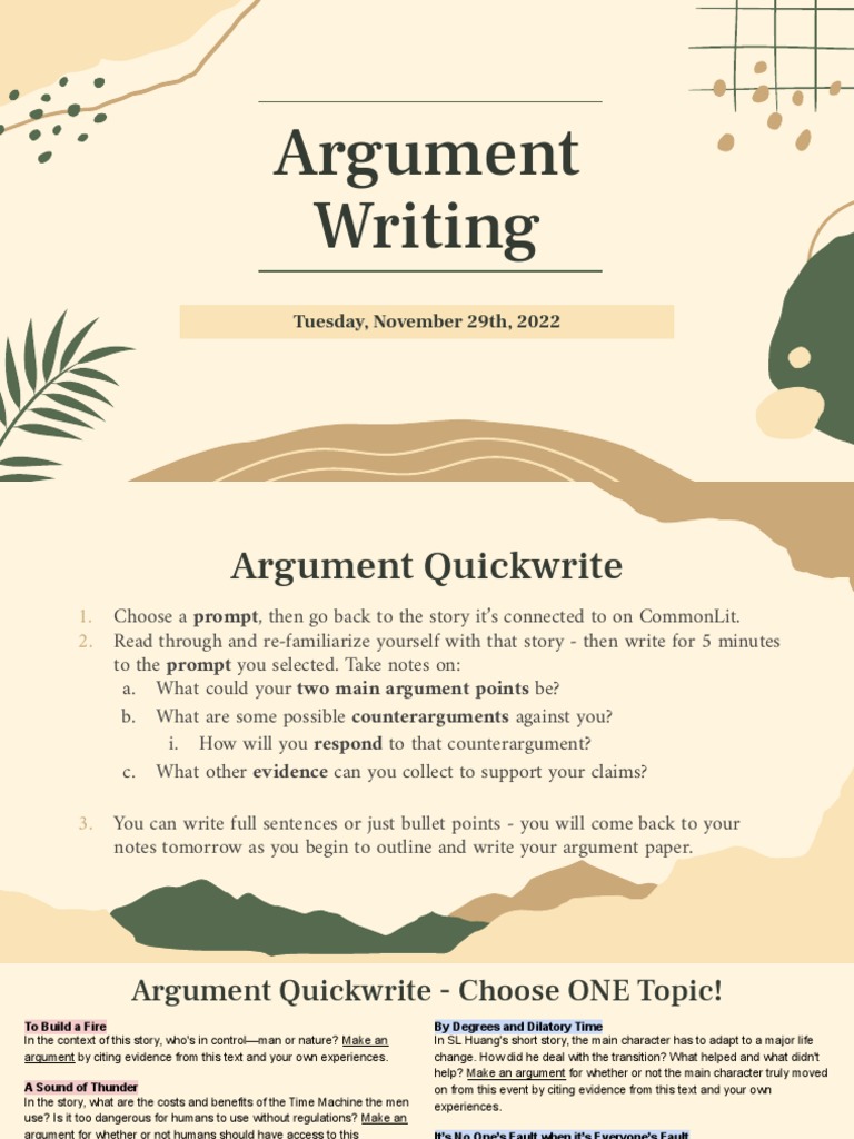 Element 3d - Modeling Argument Writing Slides | PDF | Experience | Reason