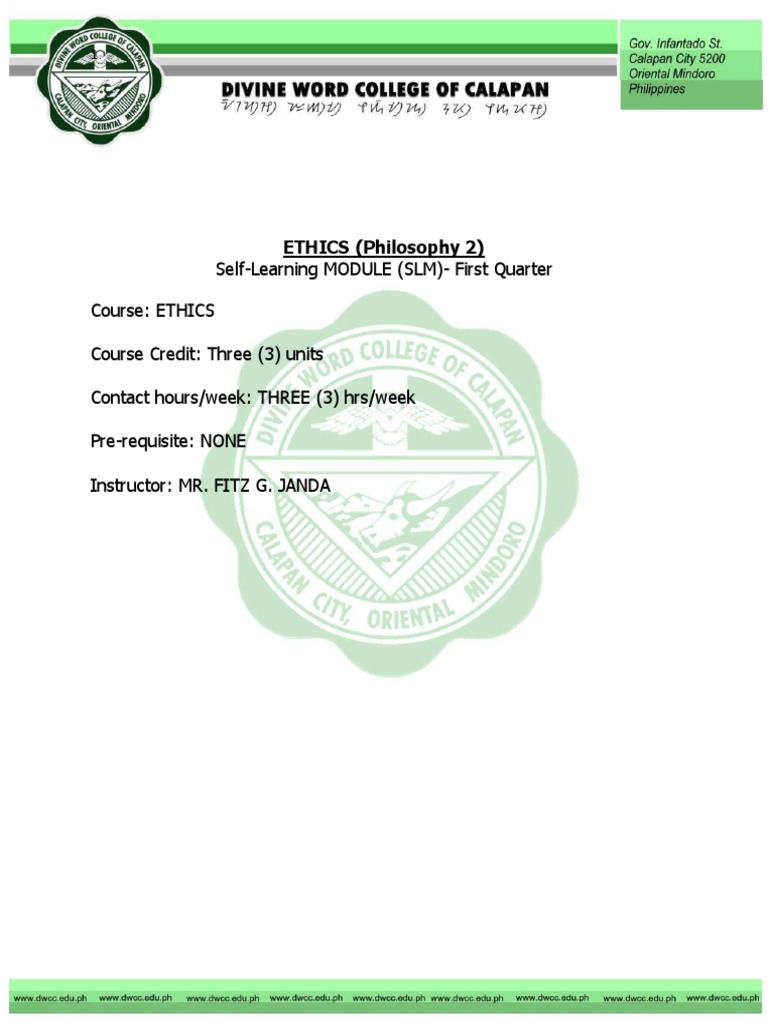 Ethics Module 1-7 | PDF | Logic | Morality