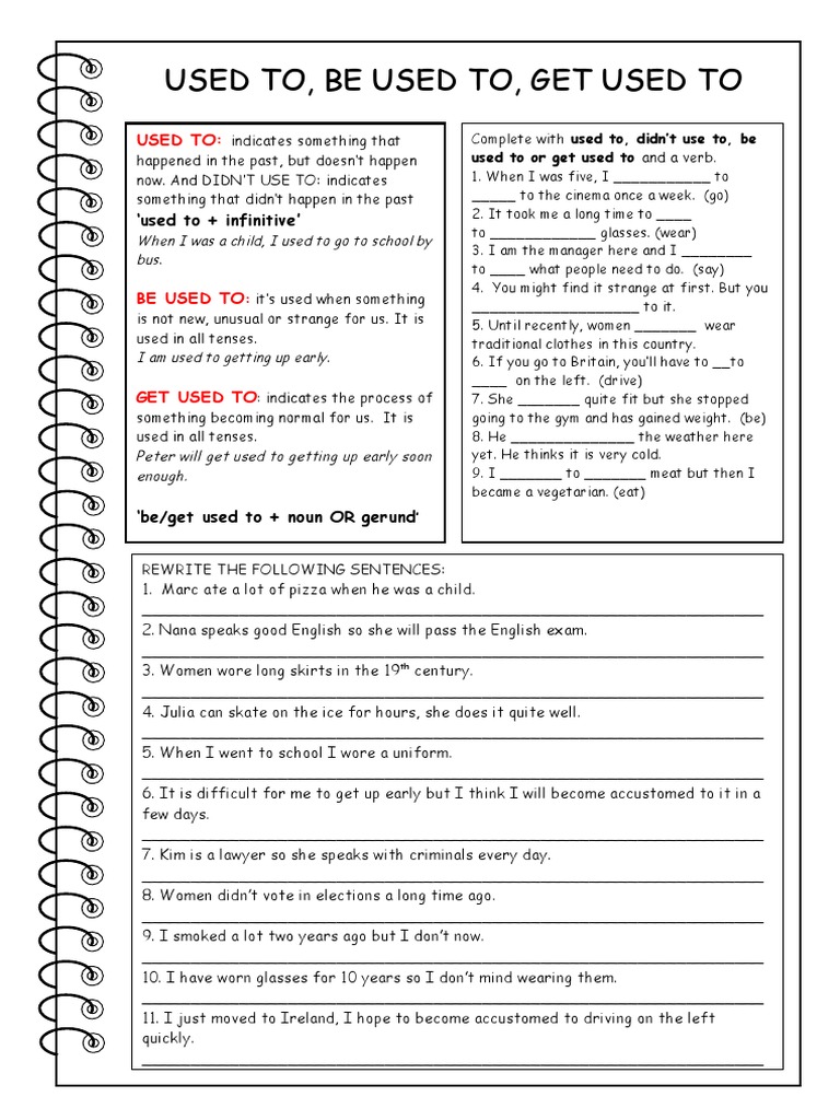 Understanding Used To, Be Used To, Get Used To | PDF | Verb | Linguistics