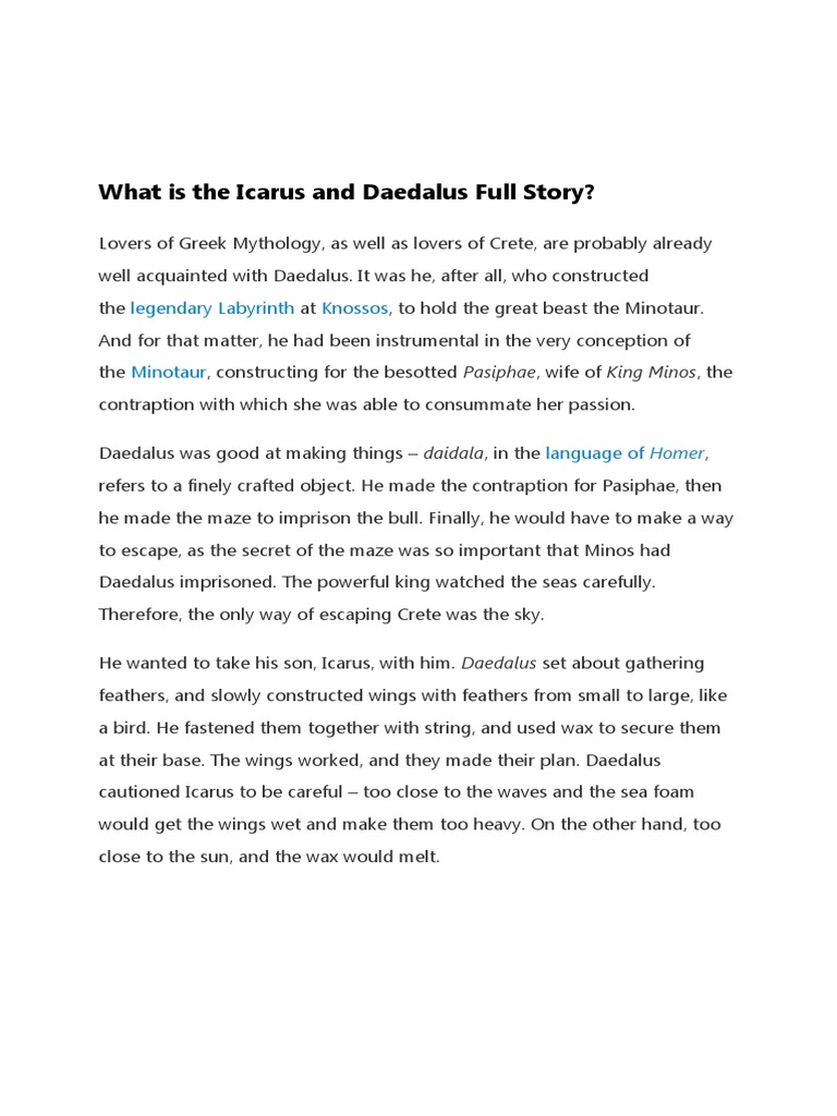 Daedalus and Icarus: A Tragic Myth | PDF | History | Young Adult