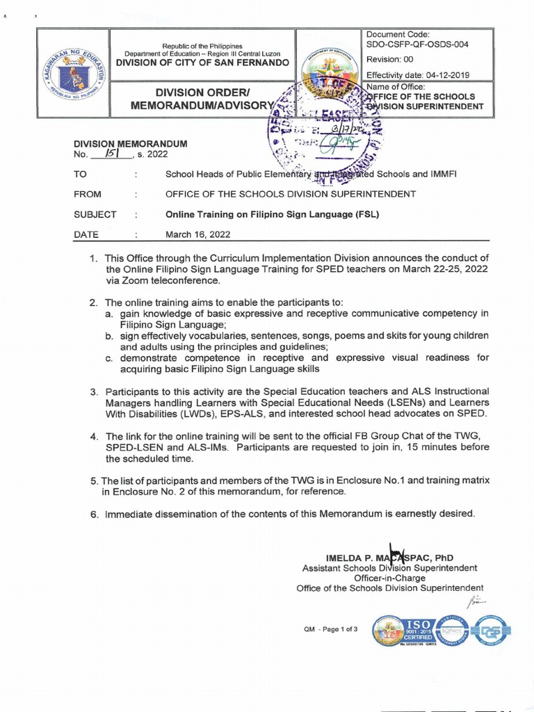 Online Training On Filipino Sign Language FSL | PDF | Learning