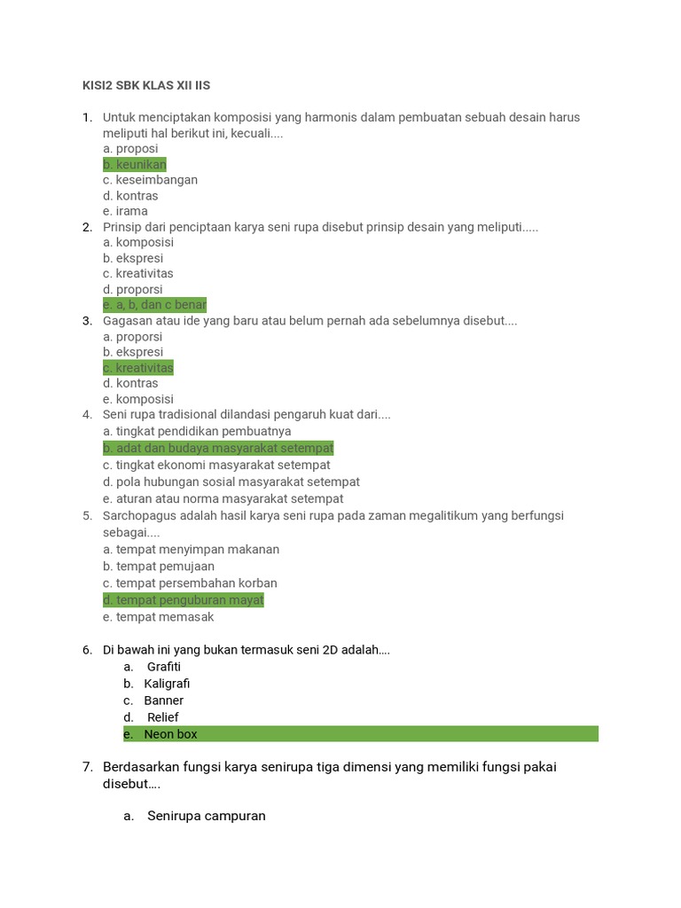 Kisi2 Klas 12 Iis Oke Ganjil | PDF