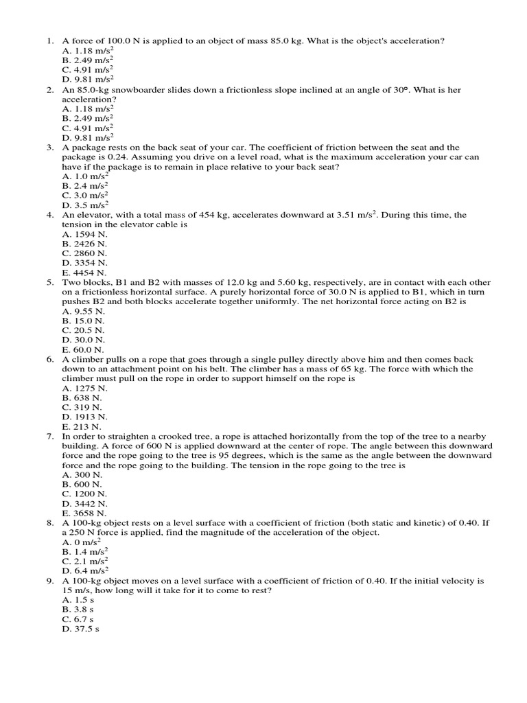 3 - Quiz - Forces | PDF | Force | Friction