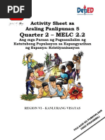 Araling Panlipunan: Quarter 1: Week 5 Learning Activity Sheets | PDF