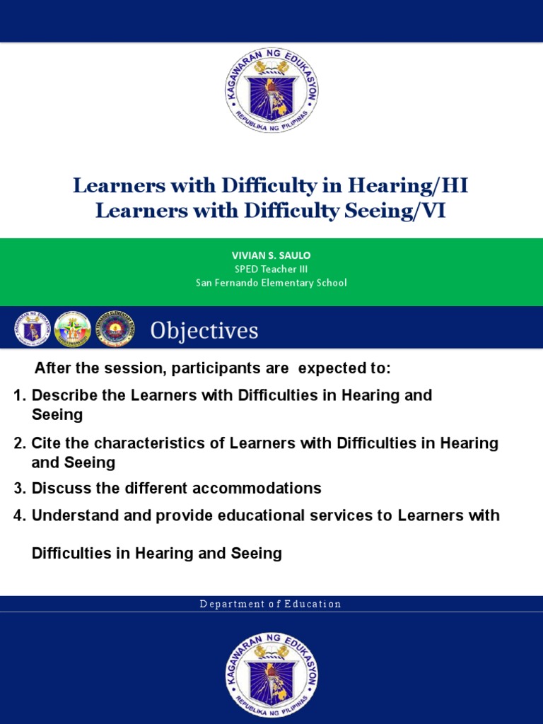 Difficulty in Seeing - Hearing | PDF | Hearing Loss | Visual Impairment