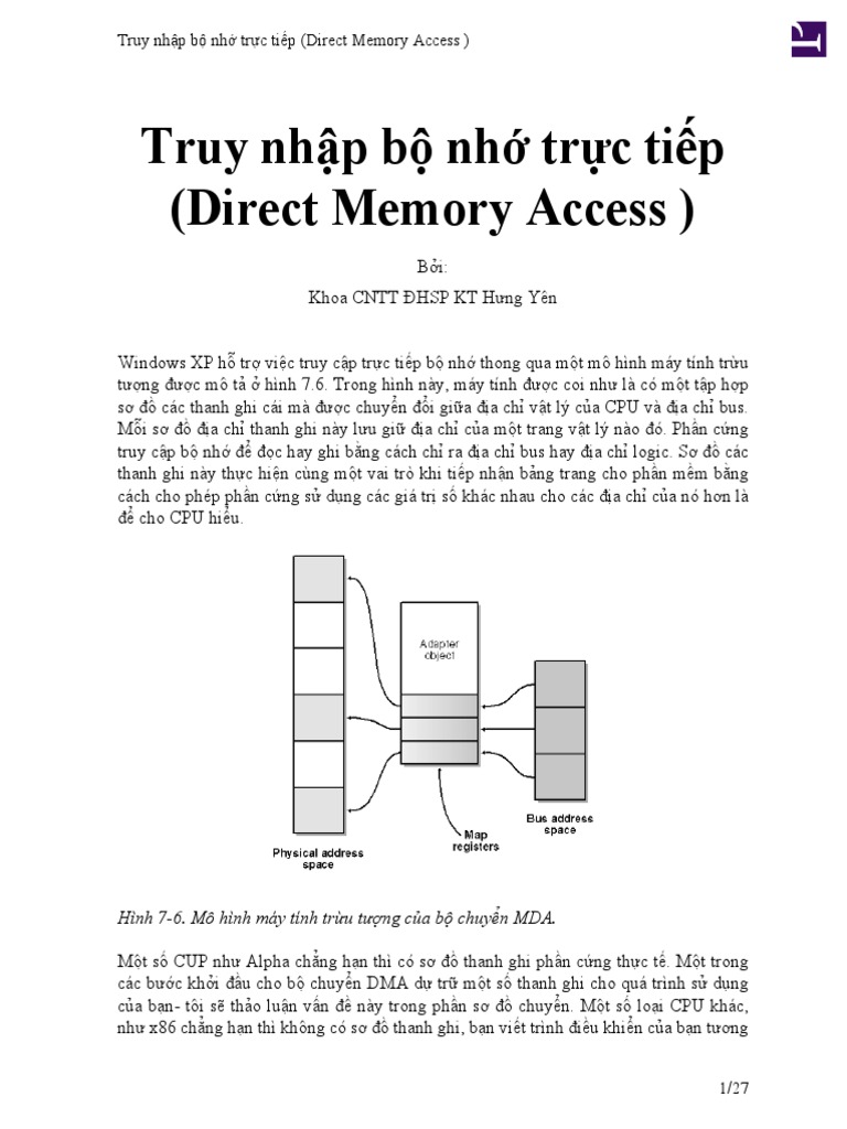 Truy Nhập Bộ Nhớ Trực Tiếp (Direct Memory Access) | PDF