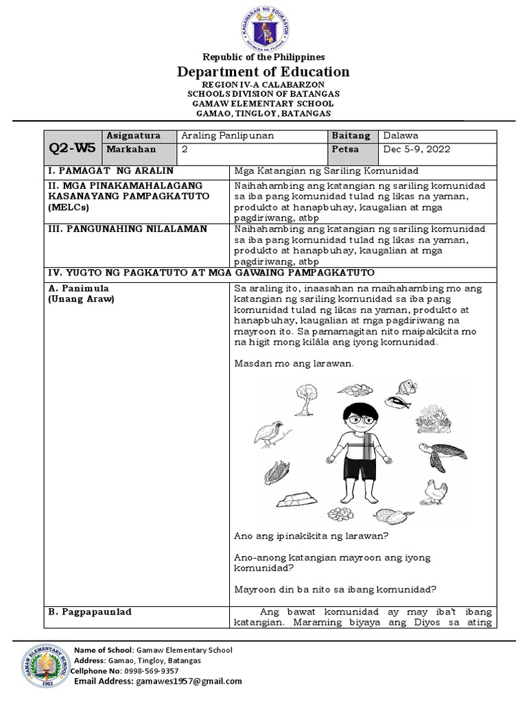 Lesson Plan AP Q2 W5 | PDF