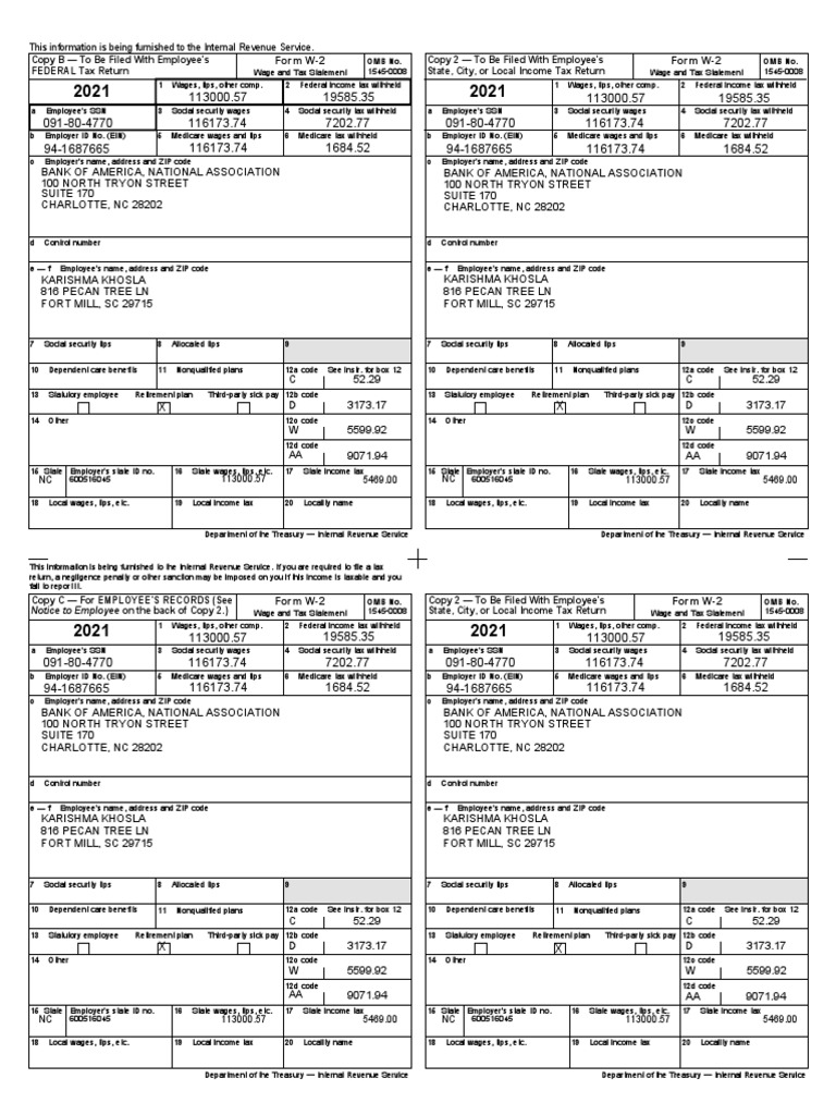IRS Form W-2 tax filing information | PDF | 401(K) | Social Security ...
