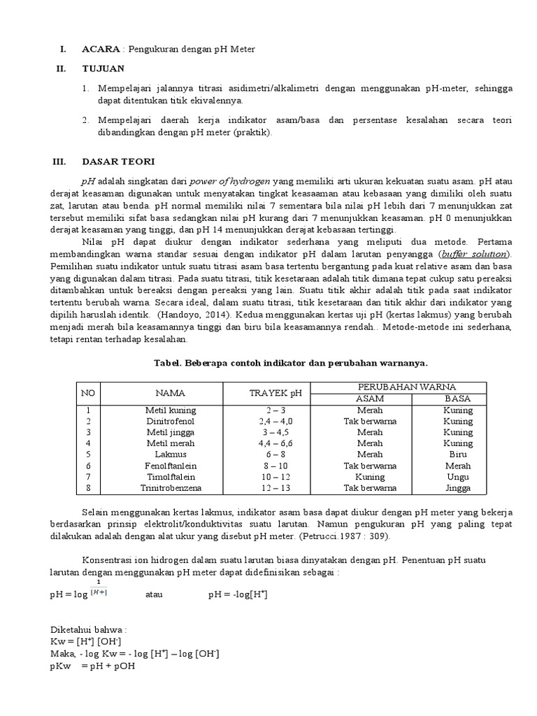Titrasi Asidimetri dengan pH Meter | PDF | Memasak, Makanan, & Anggur ...
