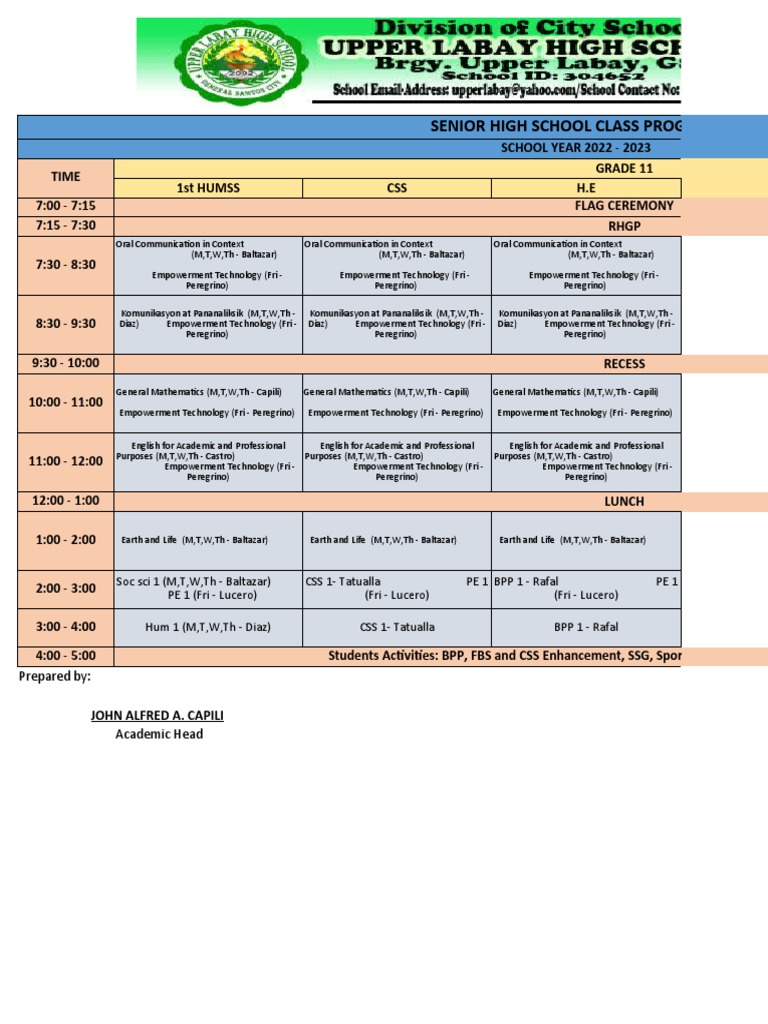 CLASS PROGRAM 2022 2023 Autosaved | PDF | Science | Communication