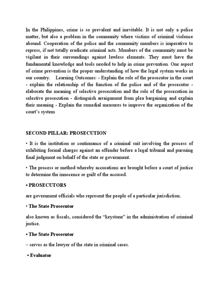 Second Pillar: Prosecution | PDF | Plea | Prosecutor