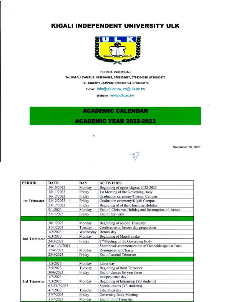 Academic Calendar 2022-2023 | PDF
