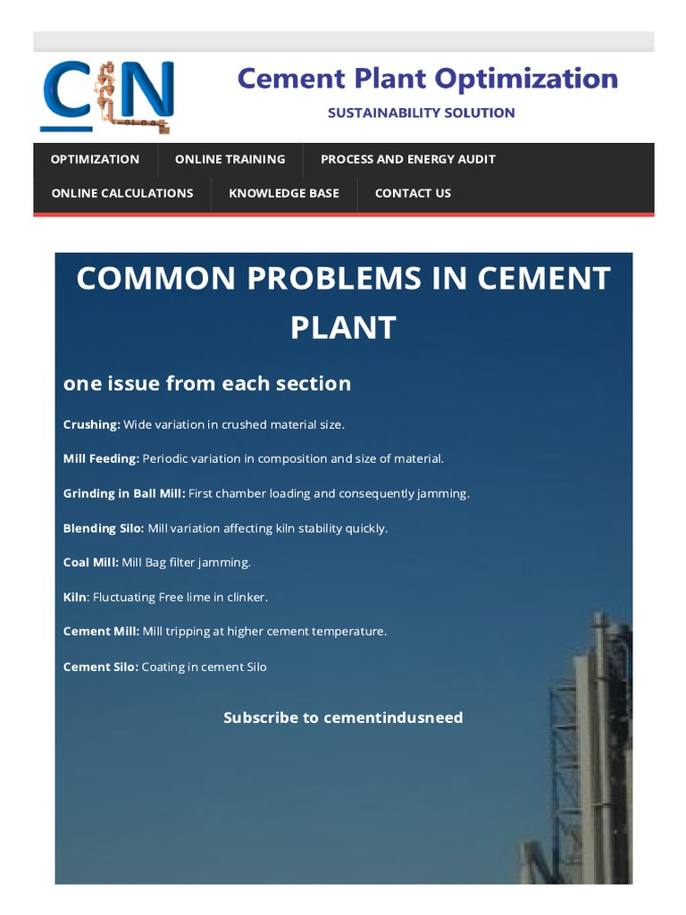 Common Problems in Cement Plant: One Issue From Each Section | PDF | Mill (Grinding) | Cement