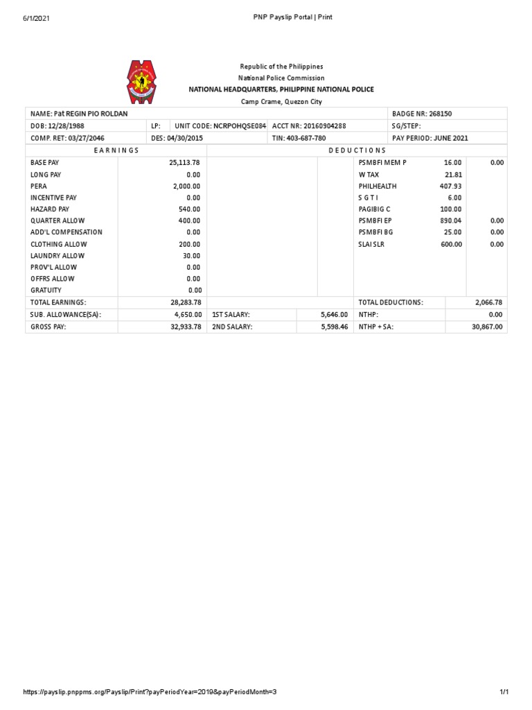 PNP Online Payslip Overview 2021 | PDF | Government Finances | Government