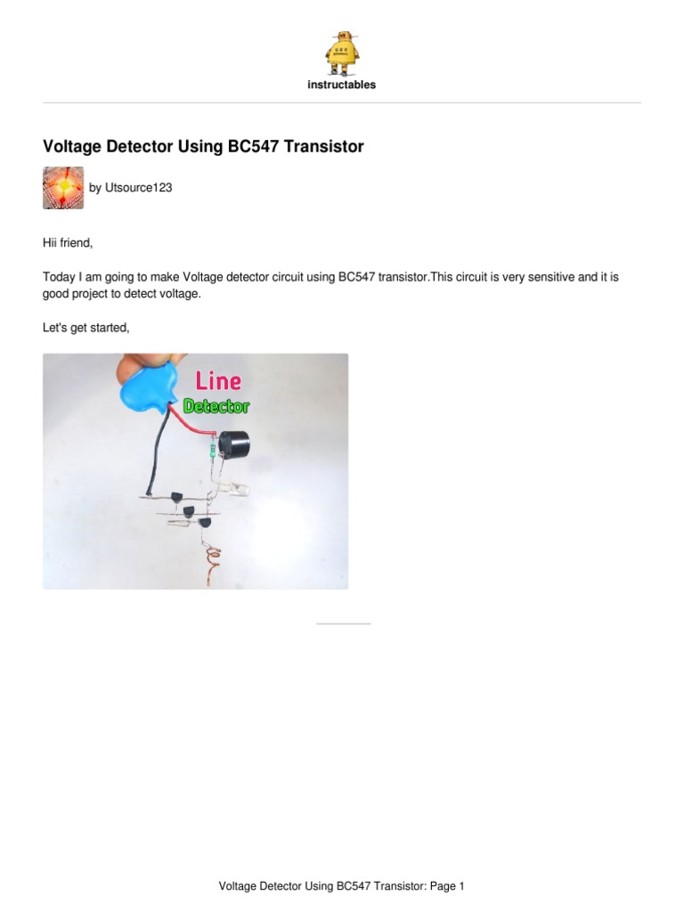 Voltage Detector Using BC547 Transistor | PDF | Electronic Circuits | Resistor