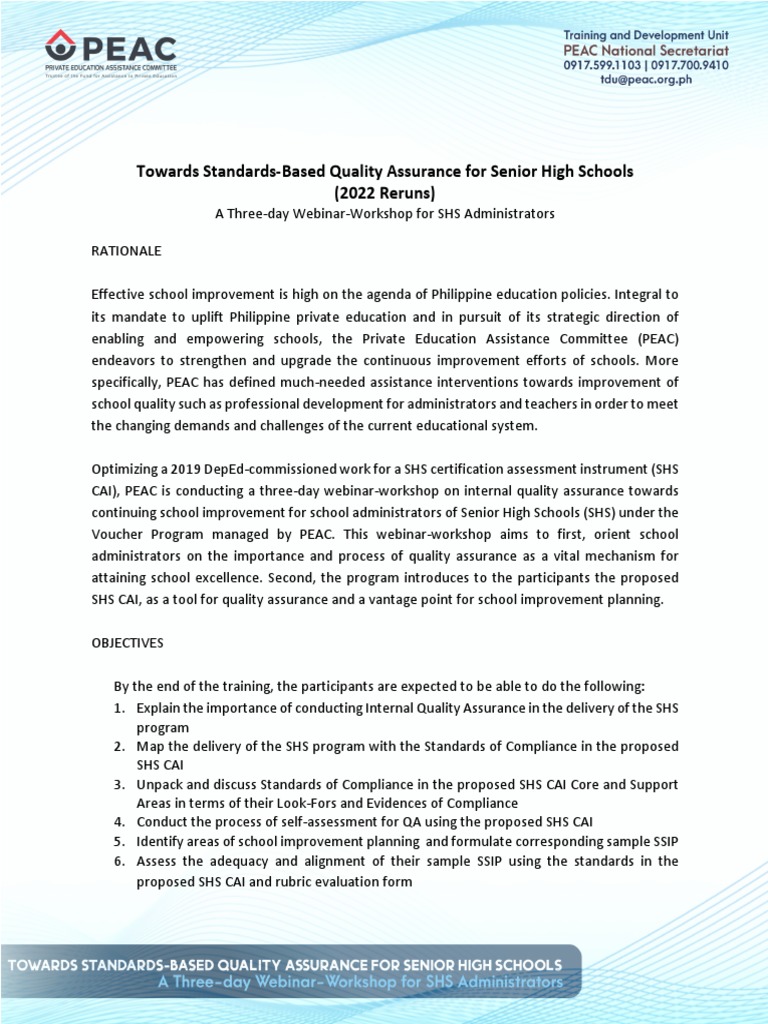 Program - SHS QA Reruns - As of Oct 27, 2022 | PDF | Quality Assurance ...
