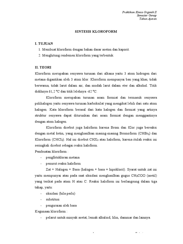 Sintesis Kloroformpdf | PDF