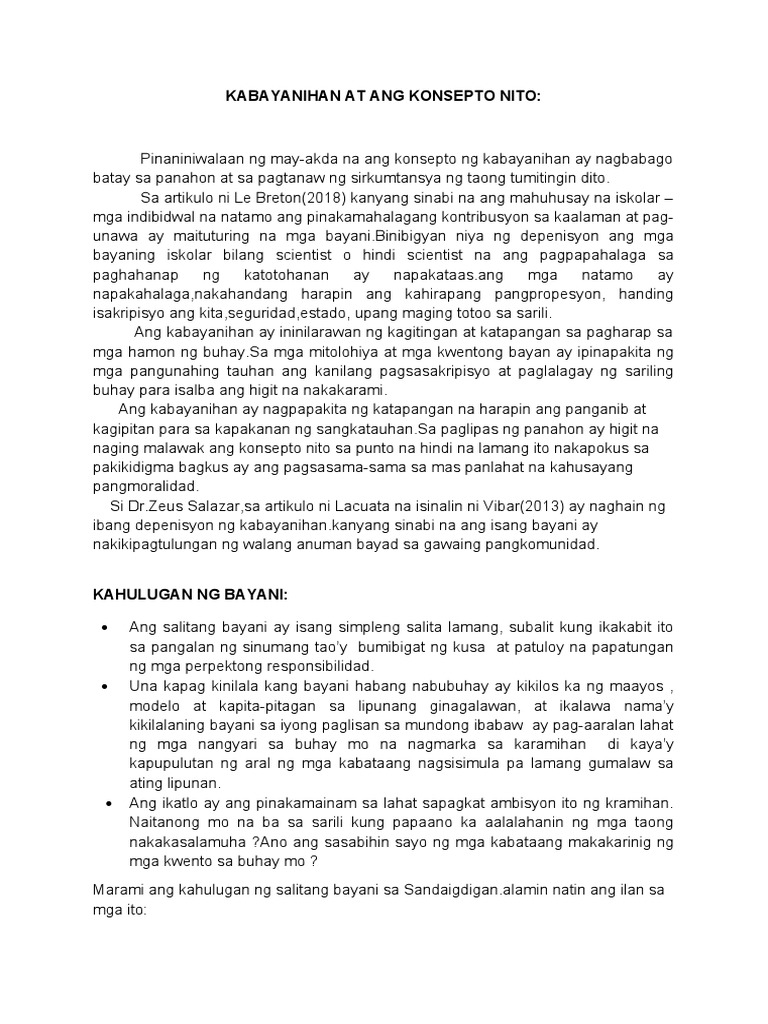 Kabayanihan at Ang Konsepto Nito | PDF