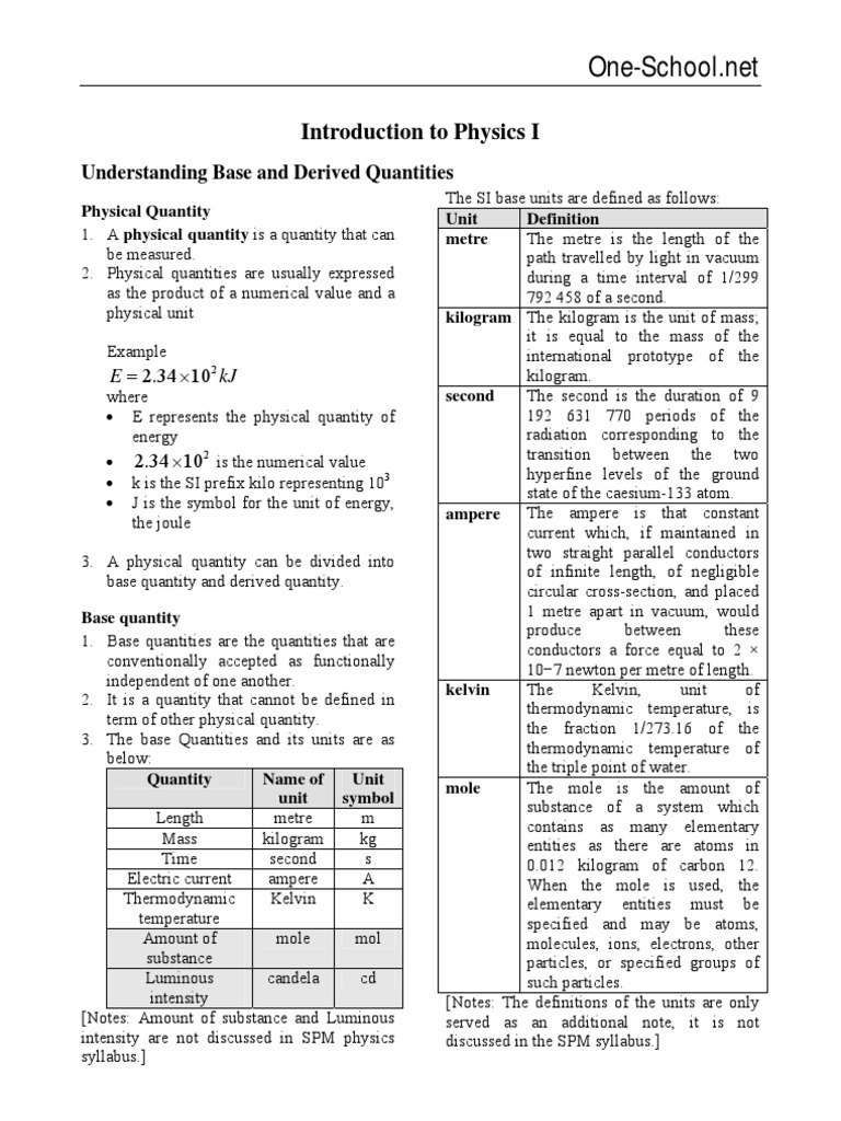 Introduction To Physics I | PDF