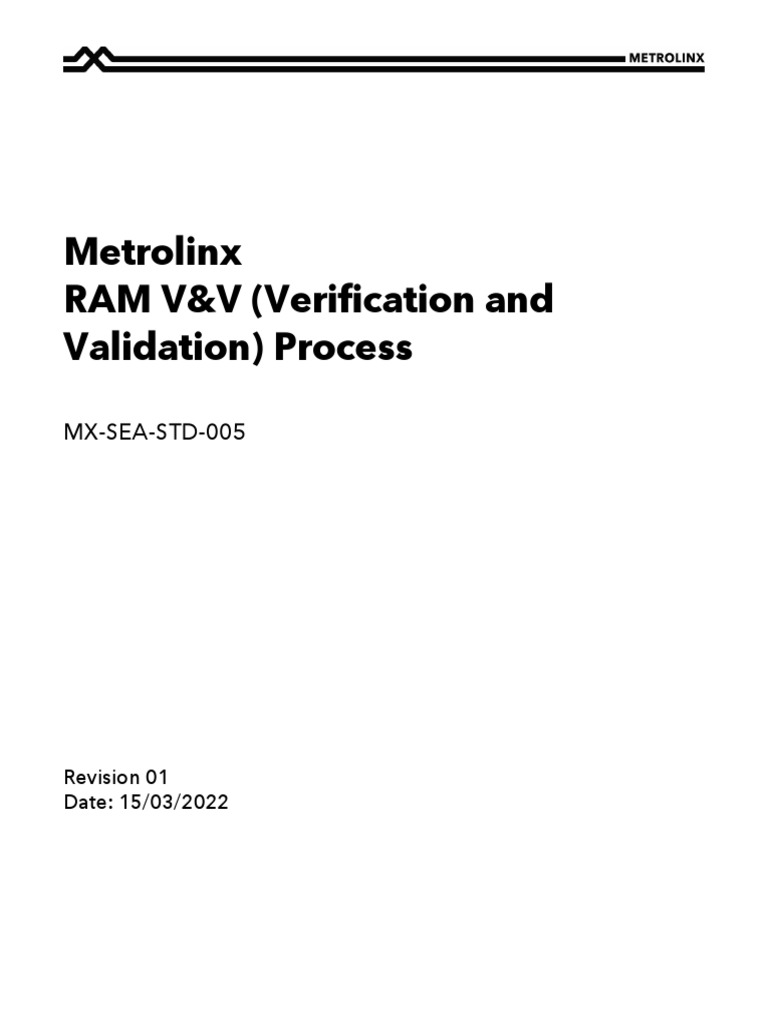 MX Sea STD 005 Ram VV Process - Rev01 | PDF | Verification And Validation | Reliability Engineering