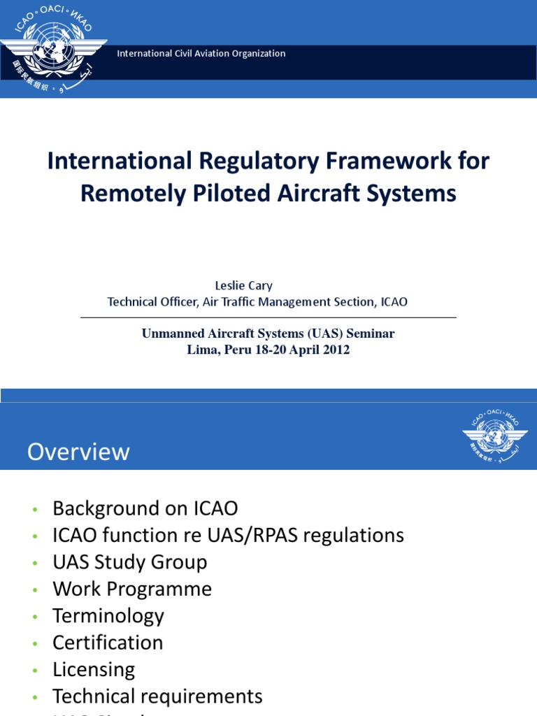 02 - Cary-Leslie - ICAO - Intl Regulatory Framework For RPAS - Presentation | PDF | Unmanned ...