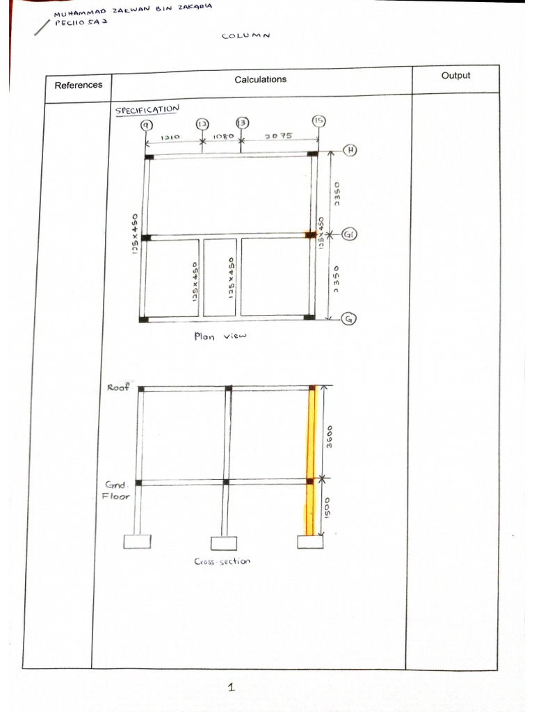 Rectangular column design calculations | PDF | Geometry | Civil Engineering