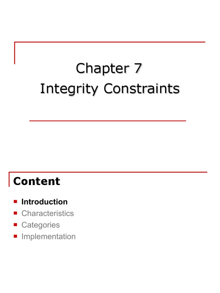 Chap07 Integrity Constraints Pdf Database Transaction Databases 5229
